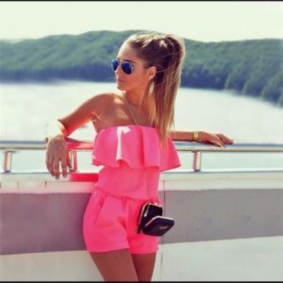 Boutique | Other | Hot Pink Ruffle Jumpsuit Boutique Item Never Worn ...